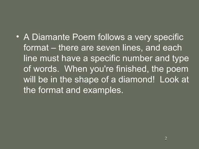 Diamante poems | PPT