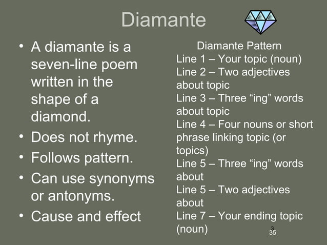 Diamante poems | PPT