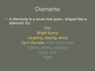 Diamante poems | PPT