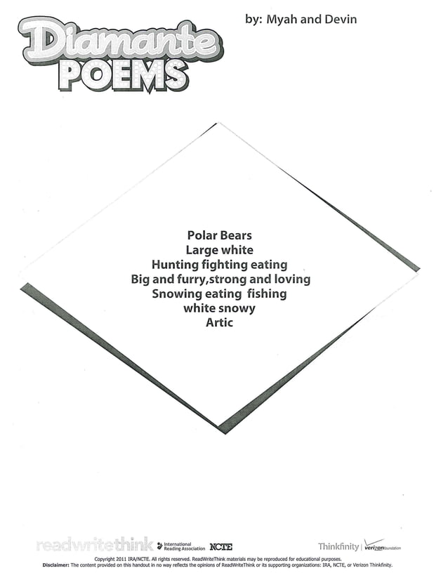 Diamante Poems - 3rd Grade | PDF