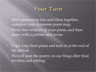 Diamante poetry and the children's march | PPT