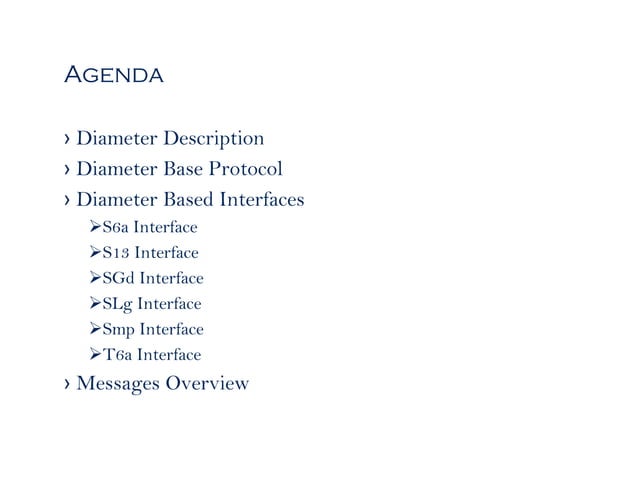 Diameter based Interfaces and description | PPTX