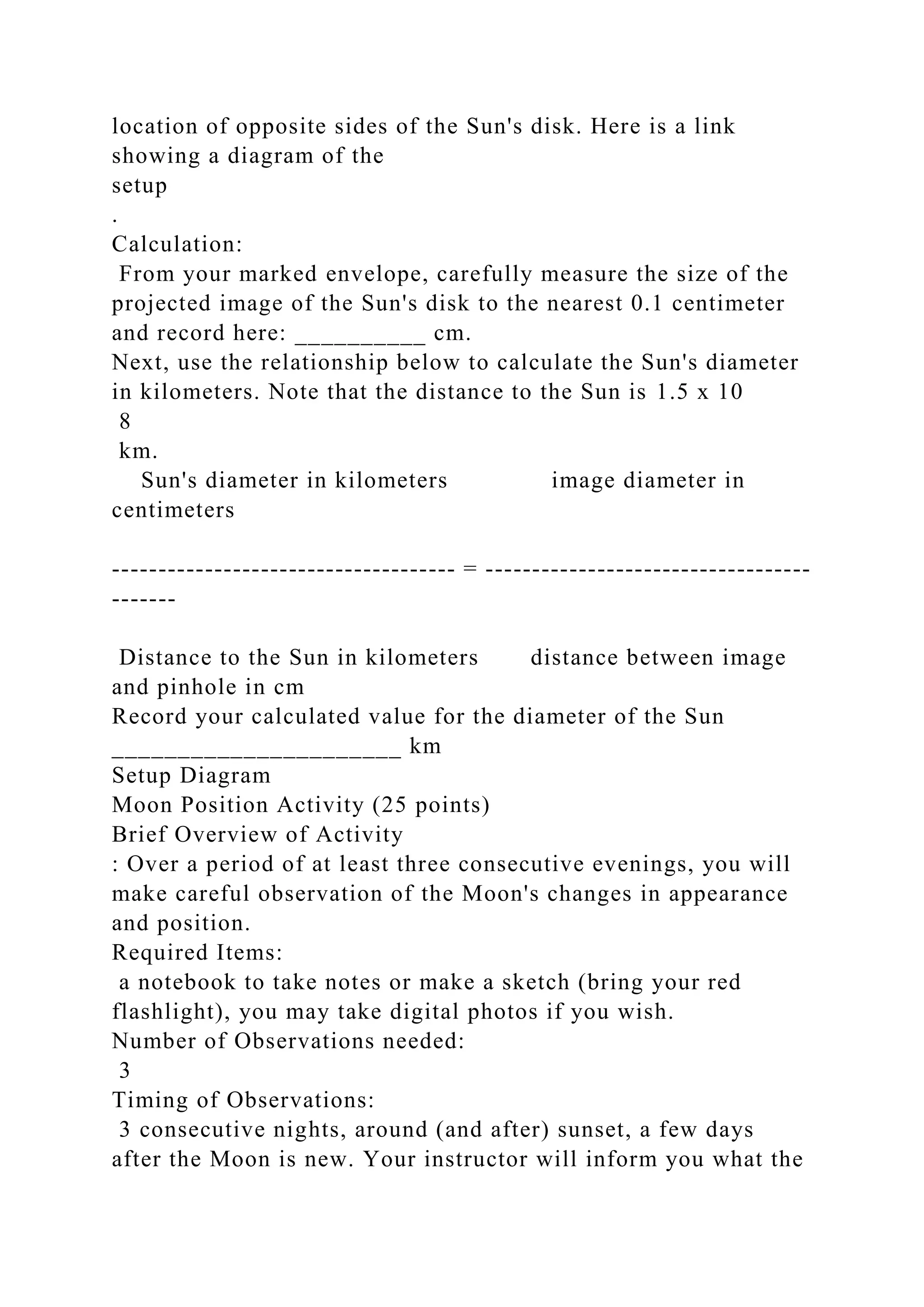 Diameter of the Sun Activity (25 points)Brief Overview of Activity.docx
