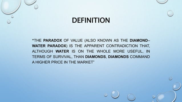 Diamond water-paradox (A Theory) | PPTX | Water Services | Home Utilities