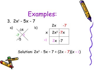 Box Method Factoring | PPT