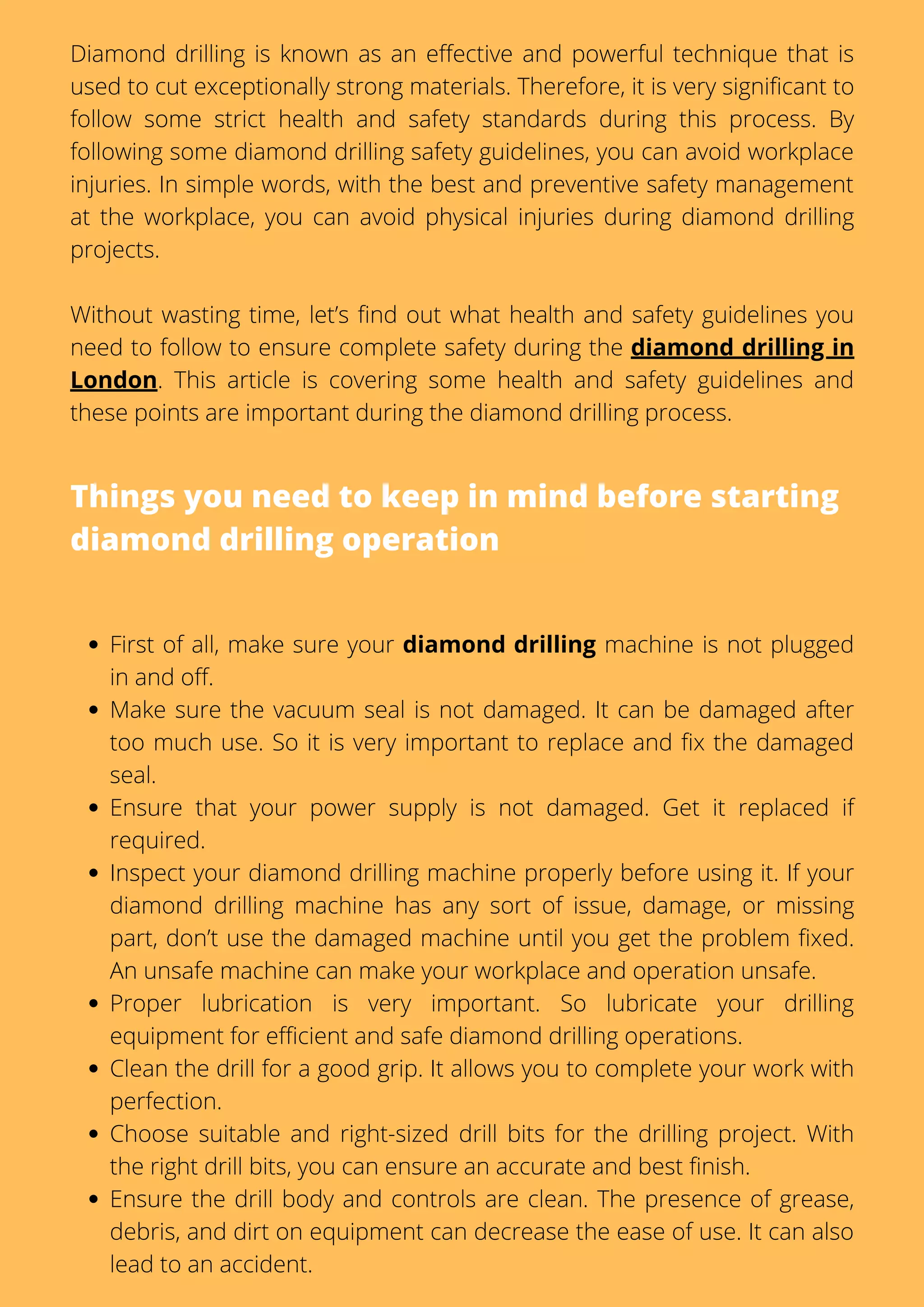 Diamond drilling health and safety guidelines | PDF