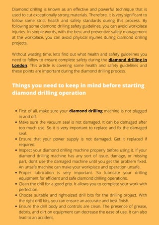 Diamond drilling health and safety guidelines | PDF