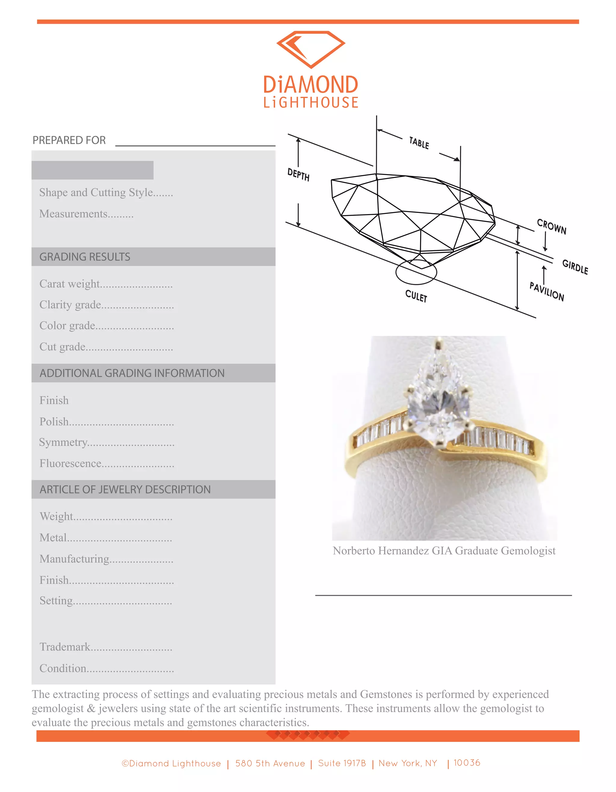 Diamond grading & jewelry evaluation report | PDF
