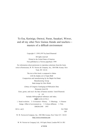 Diamond guns germs and steel | PDF