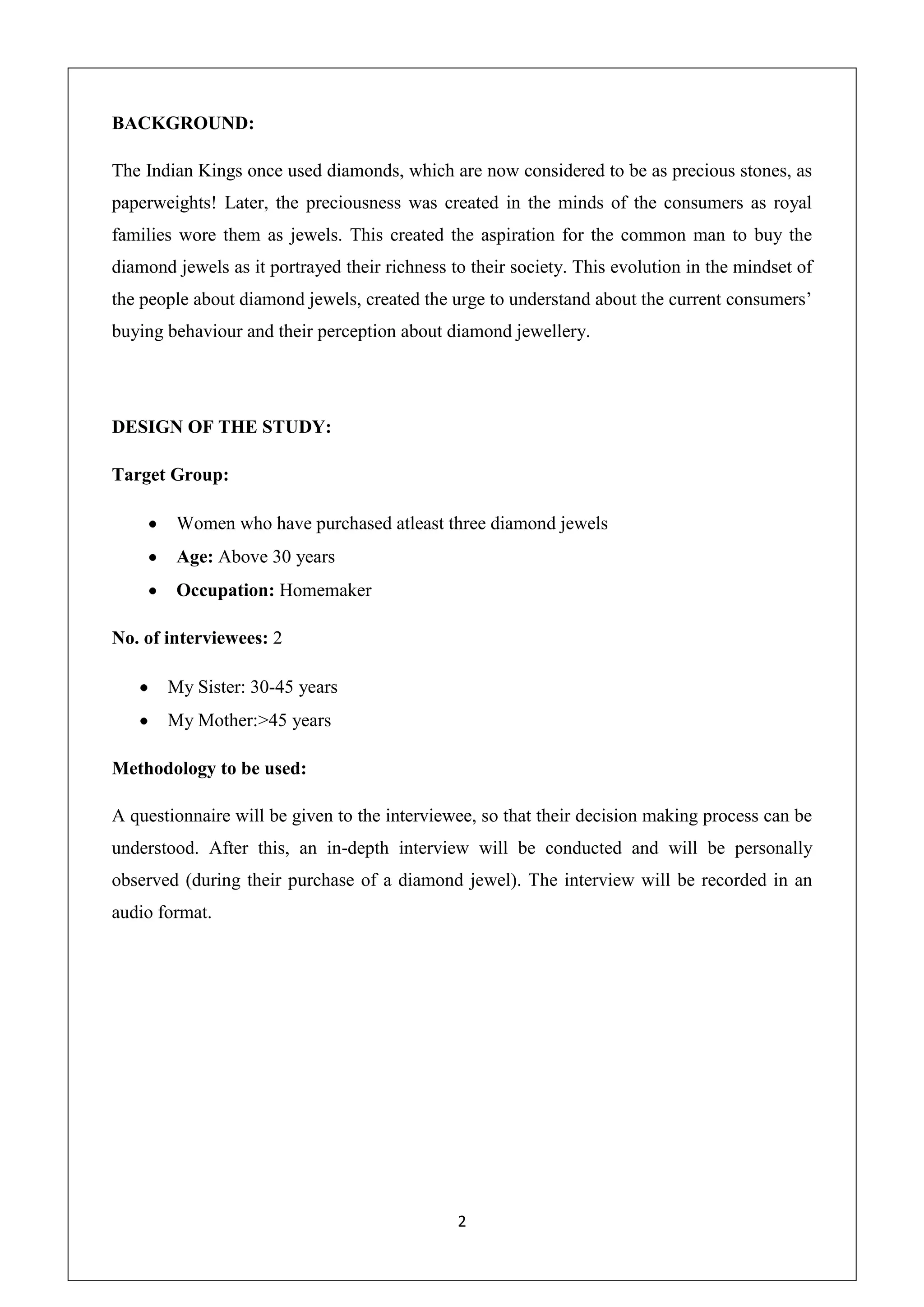 Consumer Buying Behaviour - Diamond Jewellery | DOCX