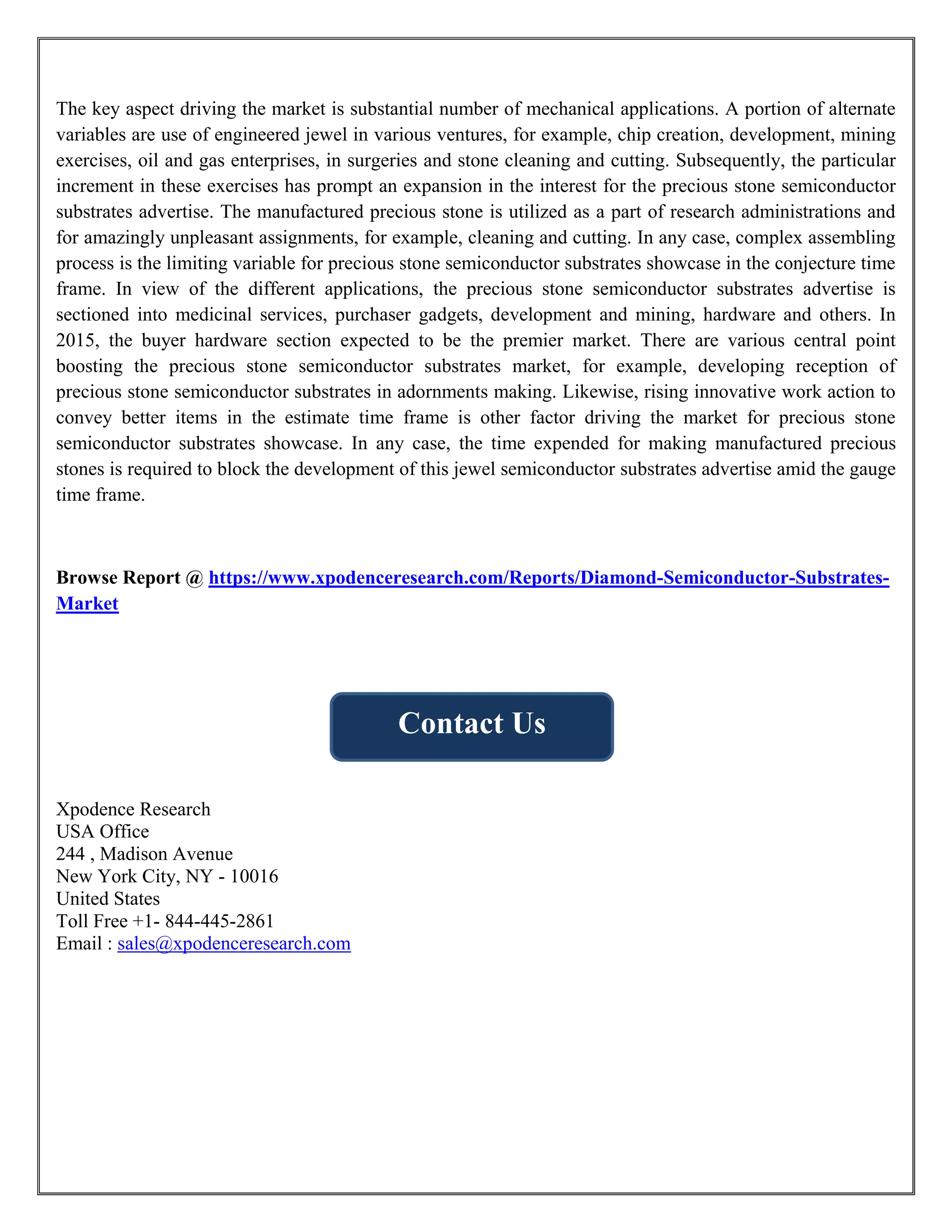 Diamond semiconductor substrates market | PDF