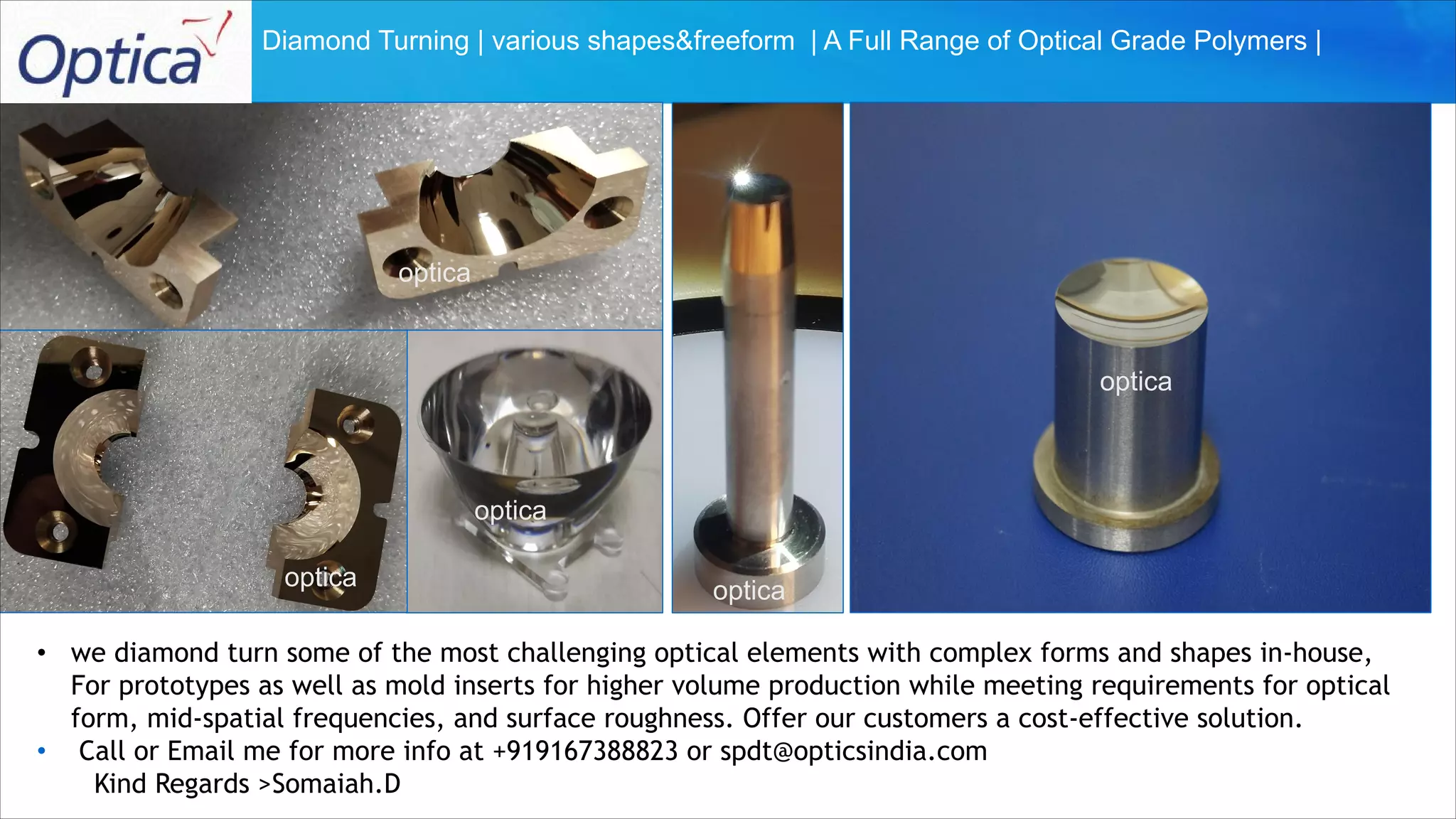 Diamond turning components fab @Optica | PPT