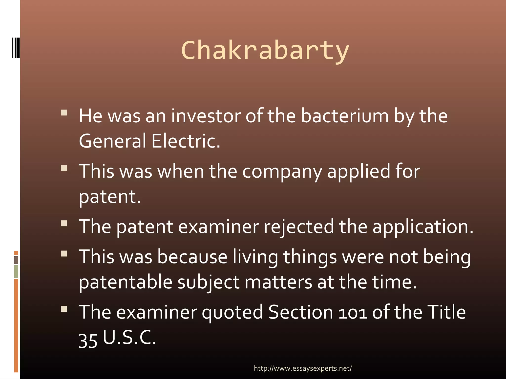 Diamond v. chakrabarty patent infringement | PPT