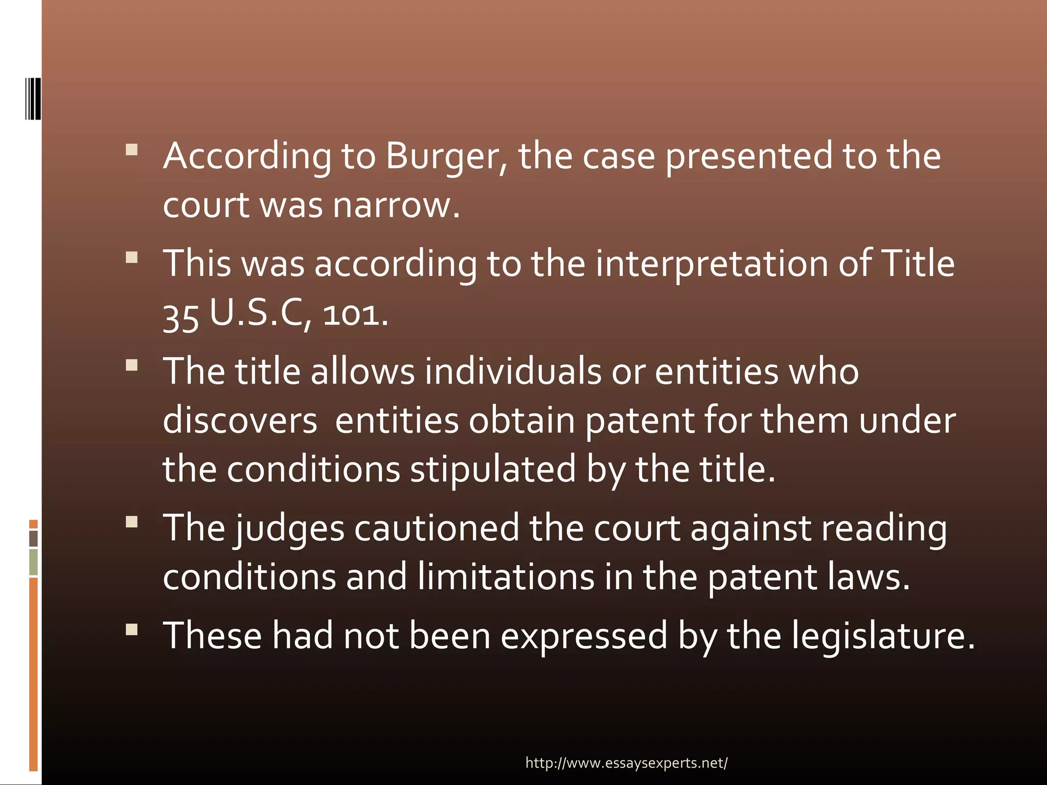 Diamond v. chakrabarty patent infringement | PPT