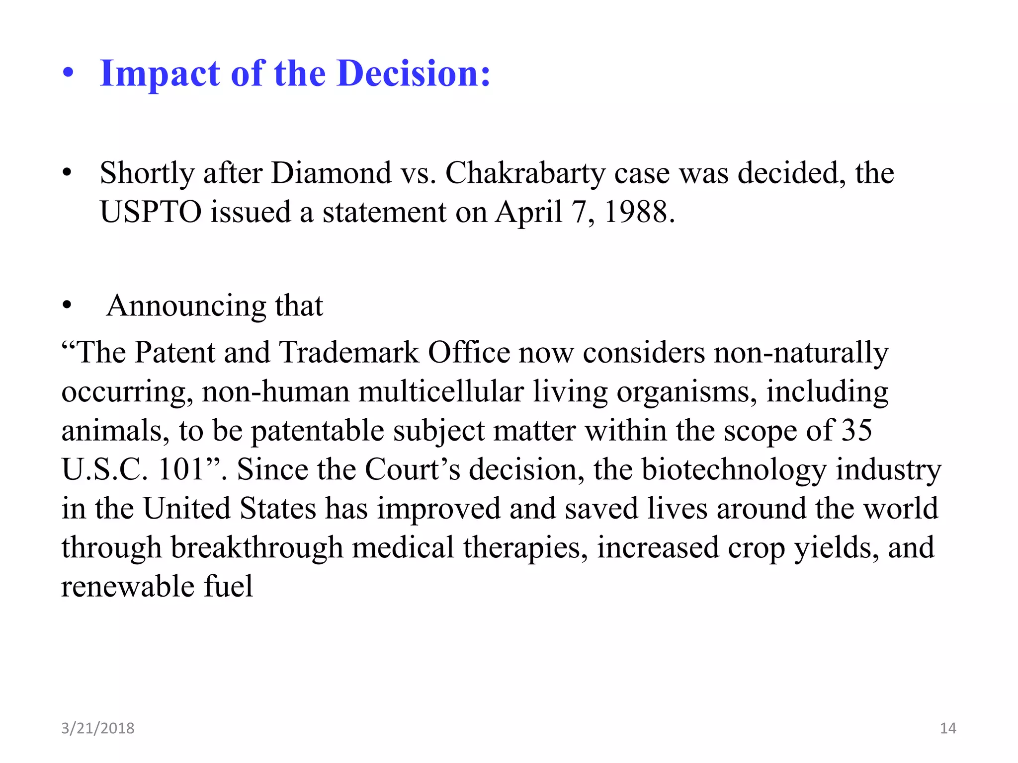 Diamond vs chakrabarty case | PPTX
