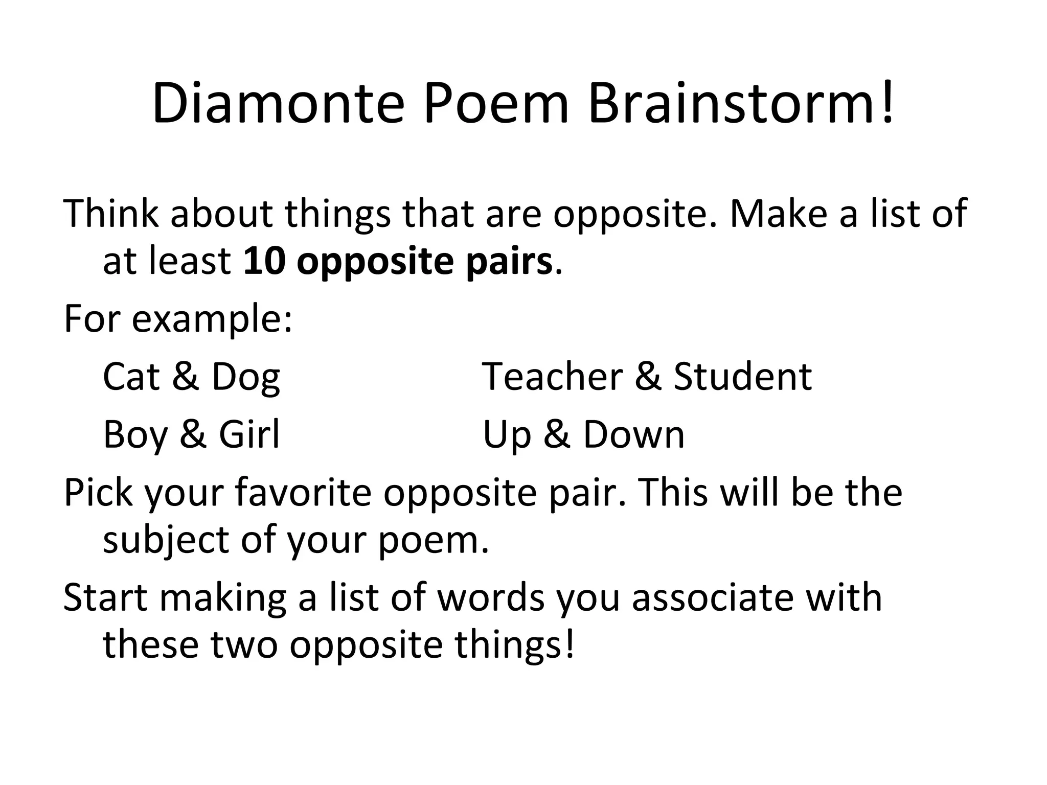 Diamonte Poems | PPT