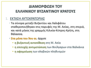 Ι. ΠΑΓΙΩΣΗ ΤΗΣ ΒΥΖΑΝΤΙΝΗΣ ΚΥΡΙΑΡΧΙΑΣ ΣΤΑ ΒΑΛΚΑΝΙΑ ΚΑΙ ΤΗ Μ. ΑΣΙΑ 1. Η ...