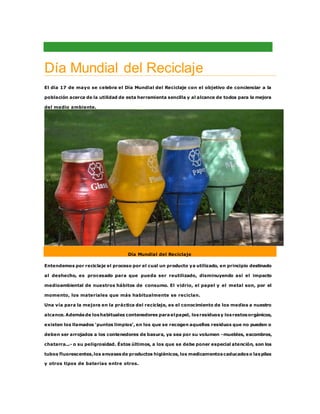 Dia mundial del reciclaje | DOCX
