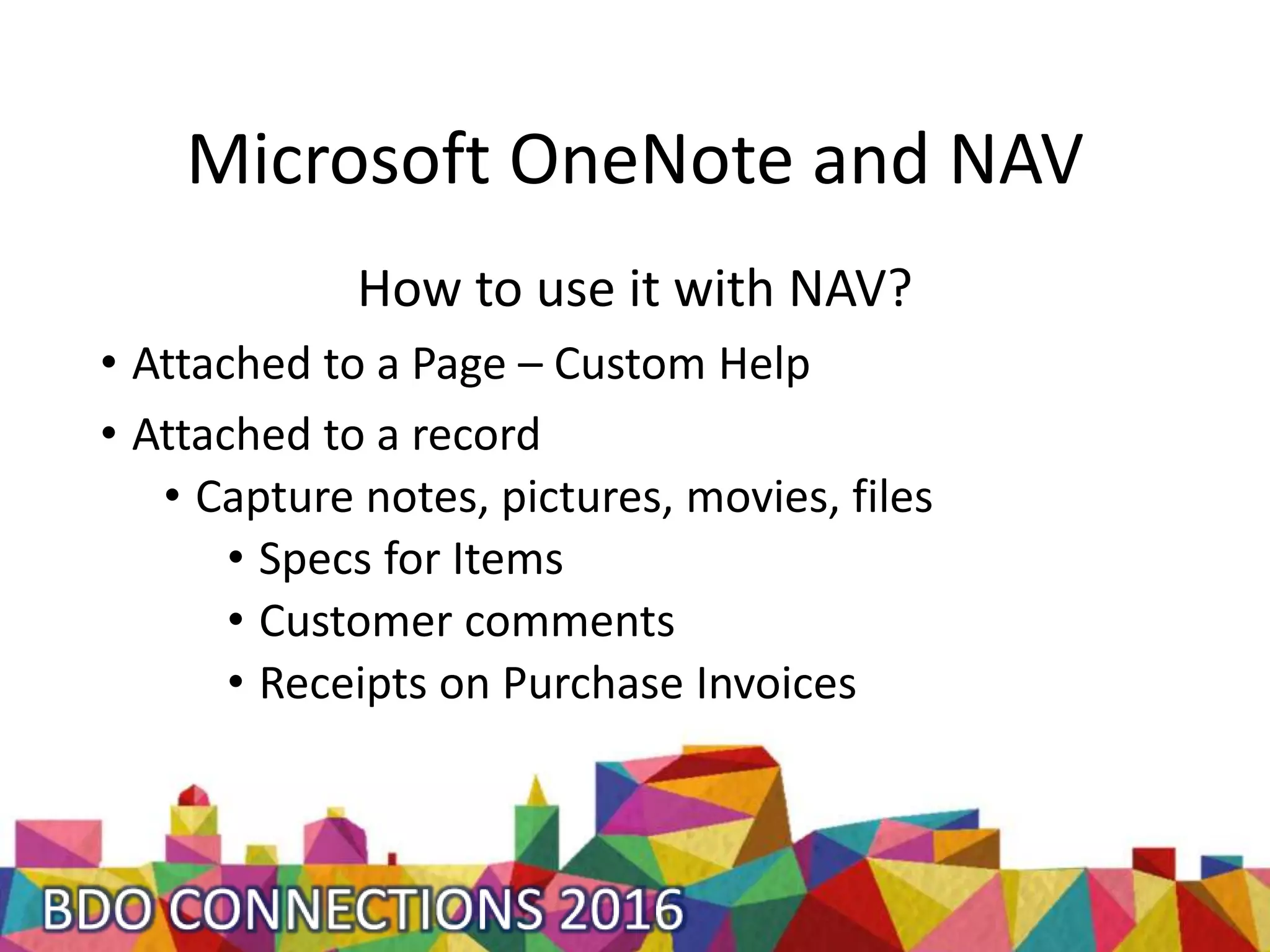 Extending Dynamics NAV 2016 with Power BI and Microsoft Office | Diana Bird | PPT