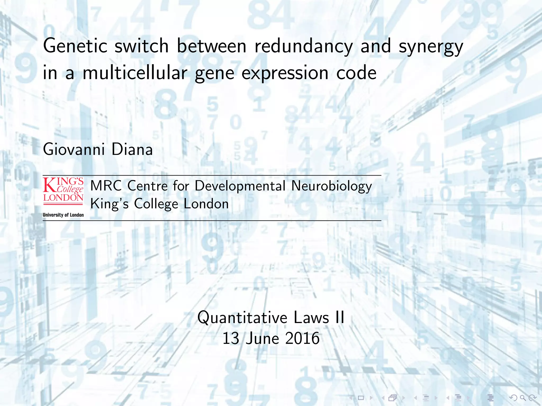 Genetic switch between redundancy and synergy in a multicellular gene ...