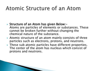 structure and properties of the atom | PPTX
