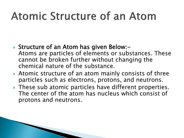 structure and properties of the atom | PPTX