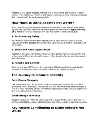 Diane Abbott Net Worth_ Unpacking the Life of a Trailblazing Politician ...