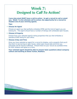 Diane Turton Realtors Agent Recruiting Drip Email Campaign | PDF