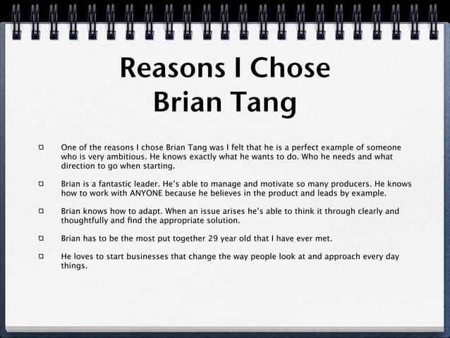 Dianna Lora Brian Tang Leadership Portfolio | PPT