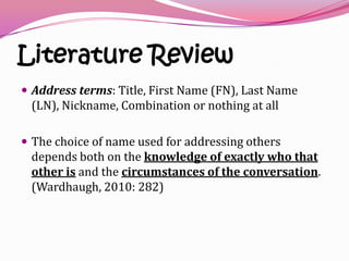 Addressing Terms in The King’s Speech Movie | PPTX