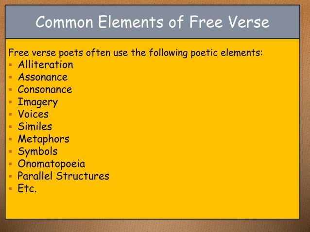 Analyzing Free Verse | PPTX | Poetry | Books and Literature