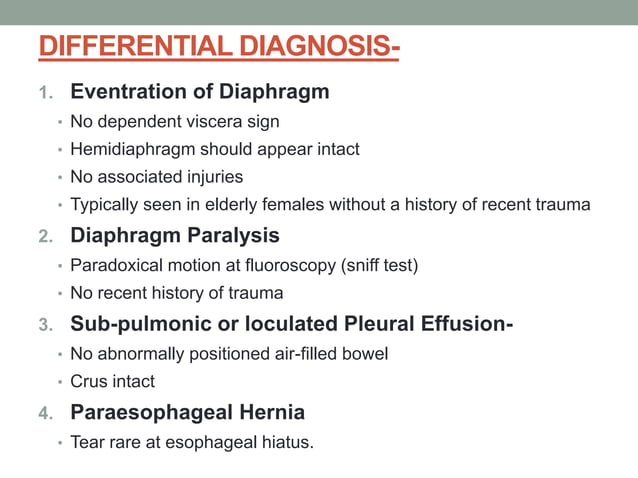 Imaging of Diaphragmatic rupture | PPTX | Death, Injury, or Military ...
