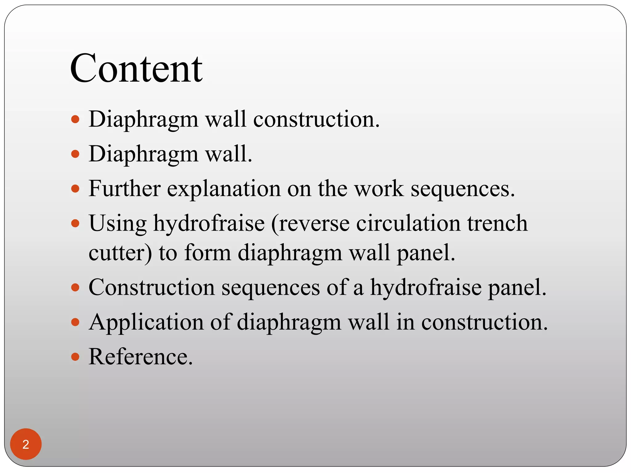 Diaphragm wall construction | PPTX