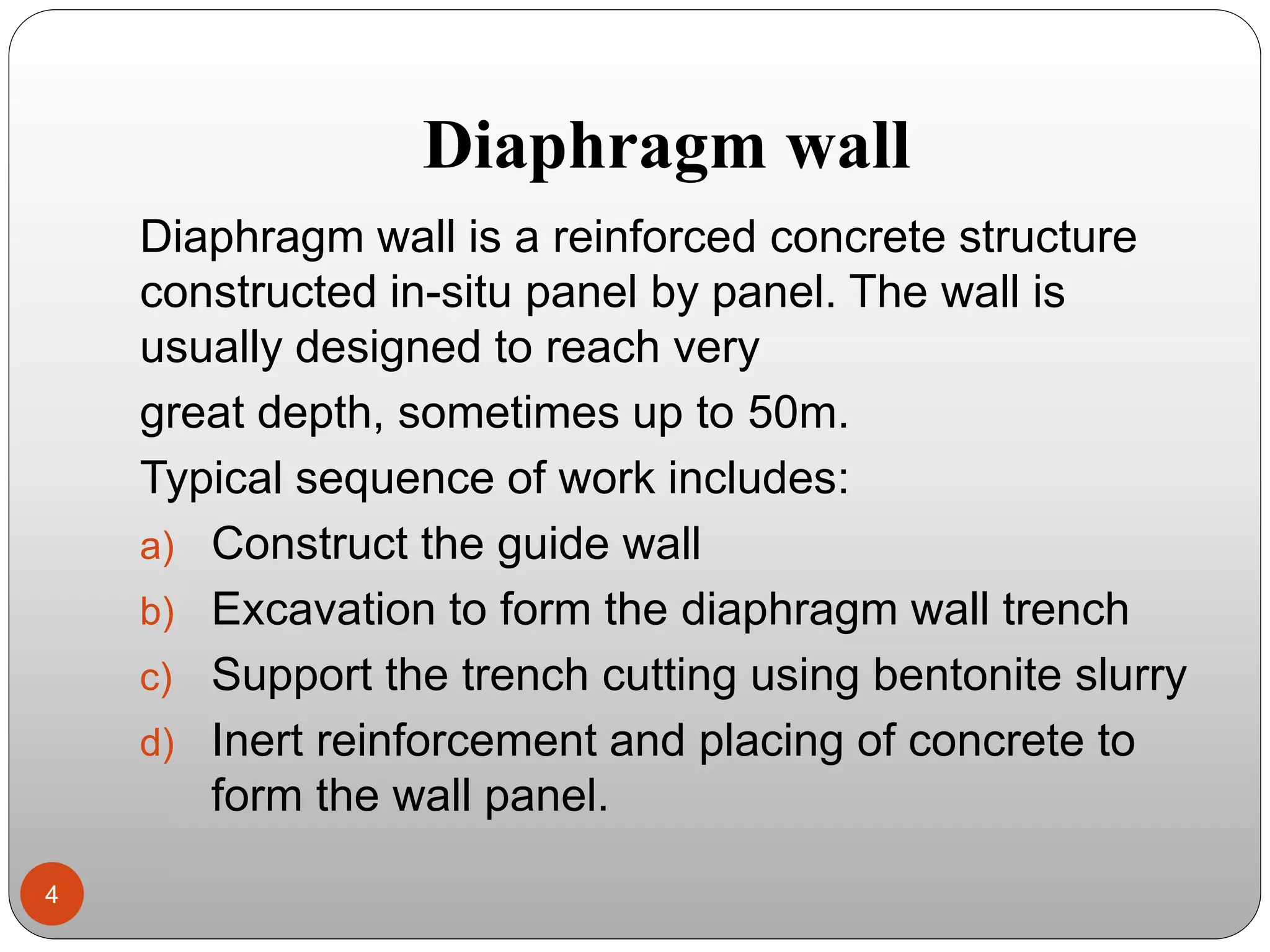 Diaphragm wall construction | PPTX