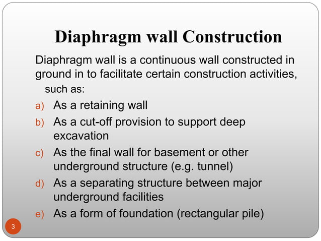 Diaphragm wall construction | PPTX