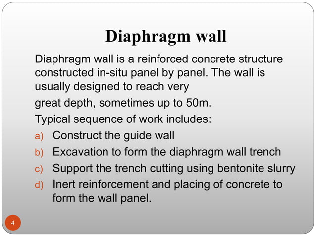 Diaphragm wall construction | PPT