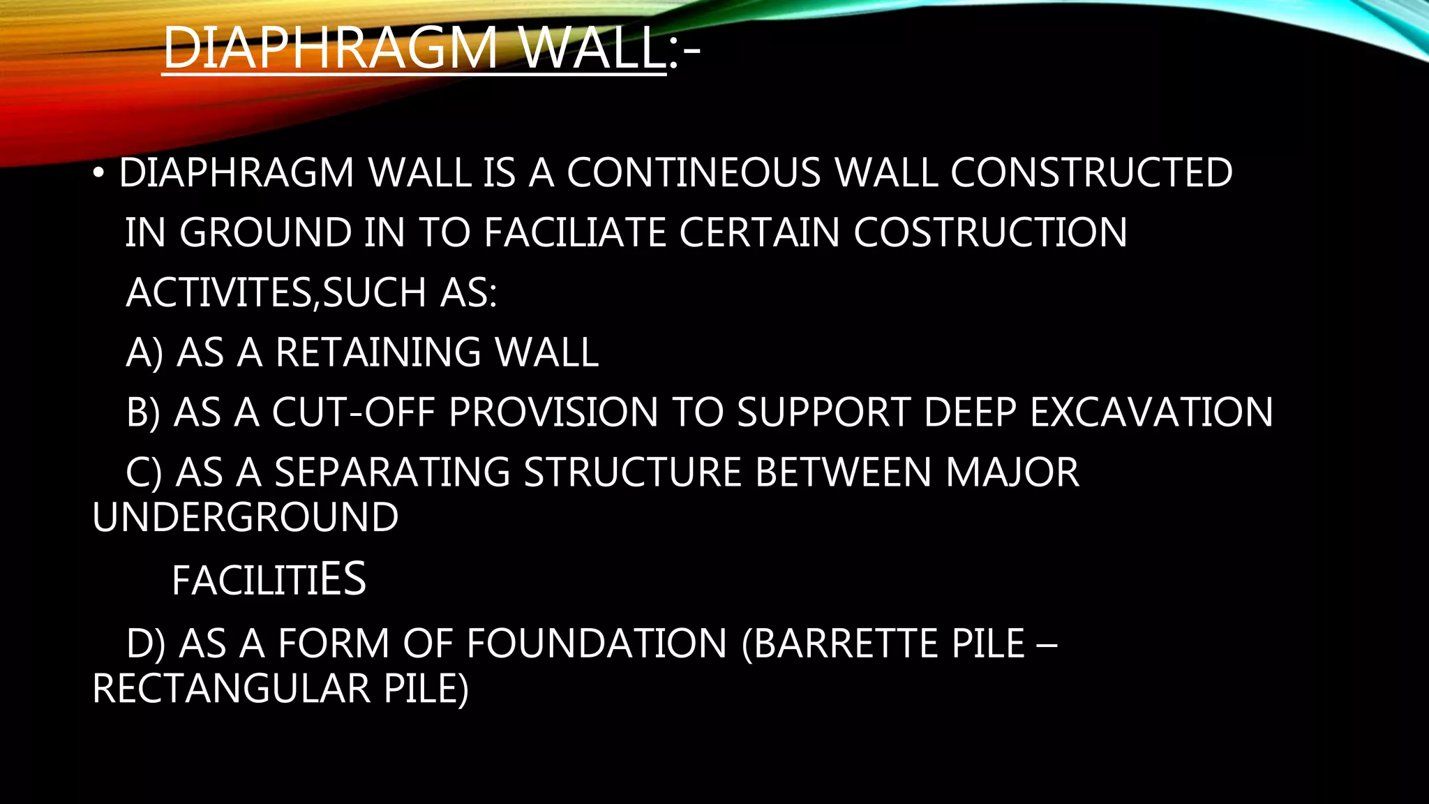 Diaphragm wall construction | PPTX