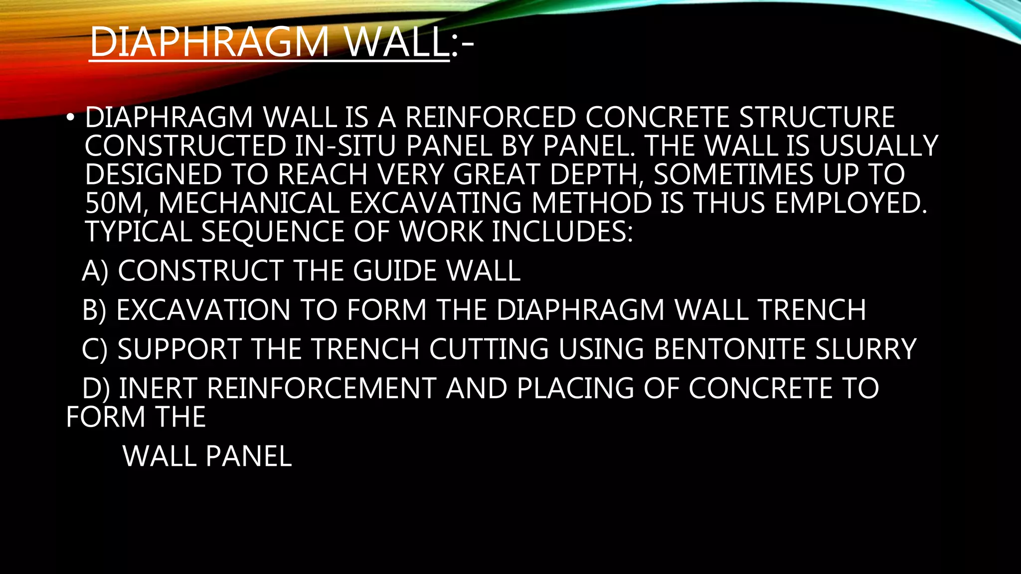 Diaphragm wall construction | PPTX