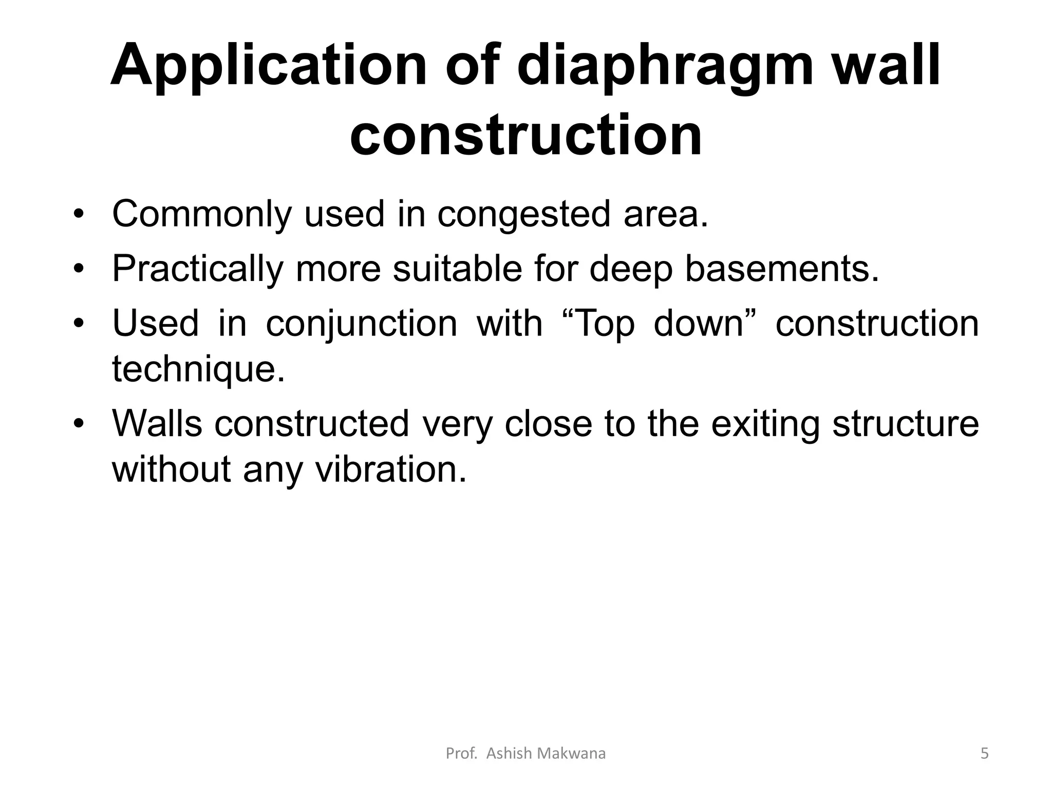 Diaphragm wall construction_Advanced Construction Technology (Semester-6), Civil Engineering | PPT