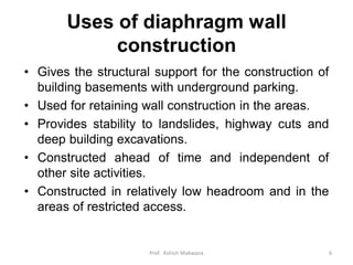Diaphragm wall construction_Advanced Construction Technology (Semester-6), Civil Engineering | PPT