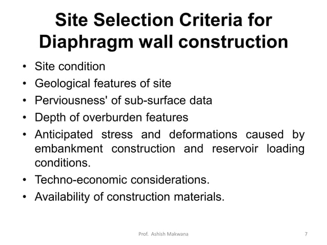 Diaphragm wall construction_Advanced Construction Technology (Semester-6), Civil Engineering | PPT