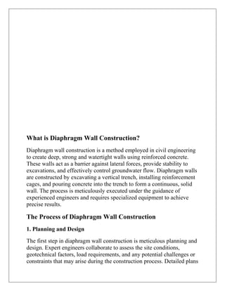 "Building Beyond Boundaries: Diaphragm Wall Construction in India" | PDF