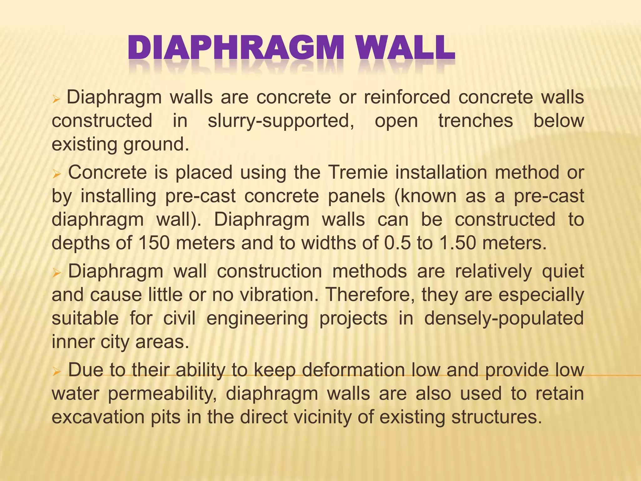 Diaphragm wall: Construction and Design | PPTX