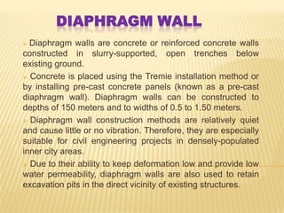 Diaphragm wall: Construction and Design | PPTX
