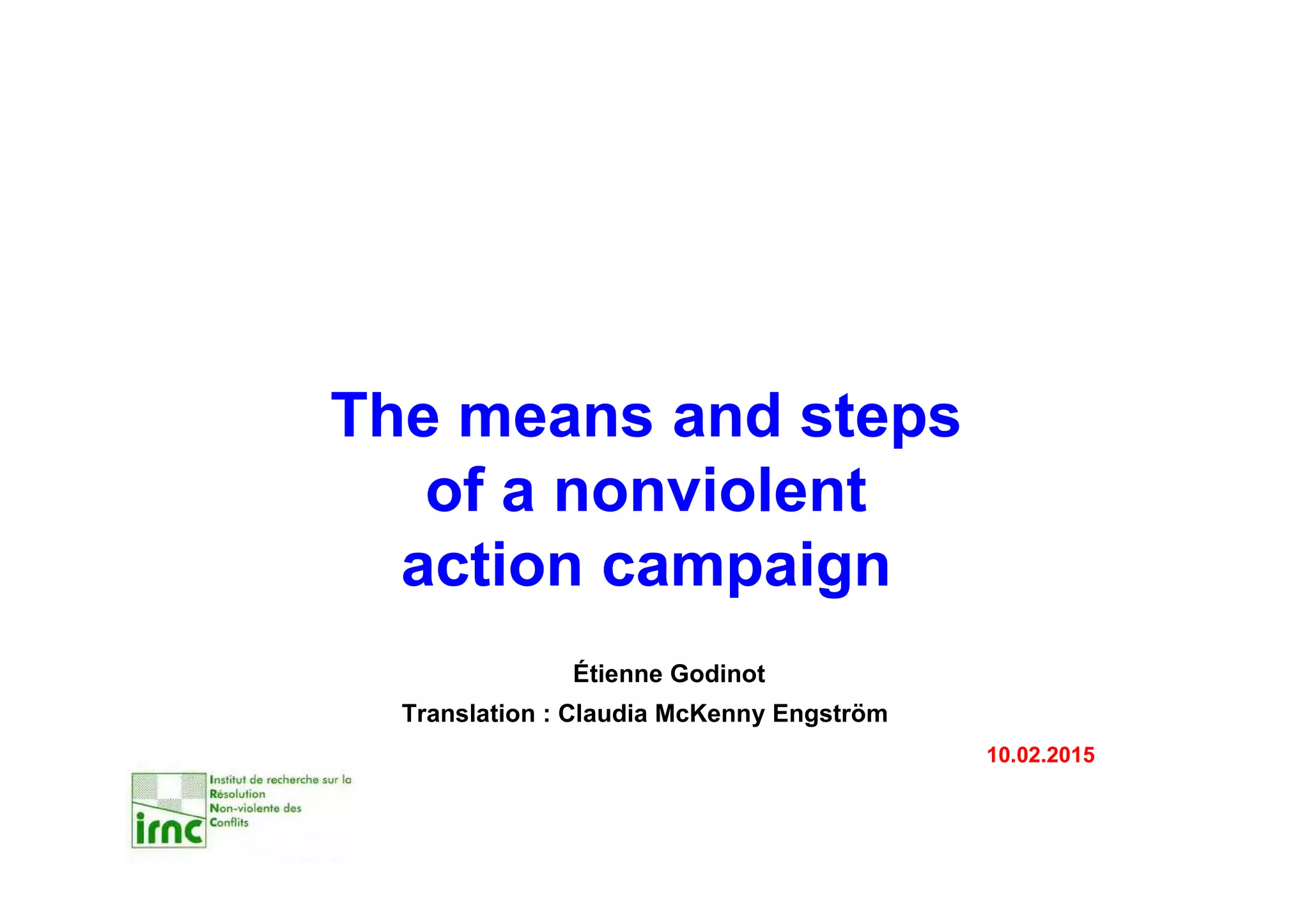 S. — 01. The means and steps of a nonviolent action campaign | PPT ...