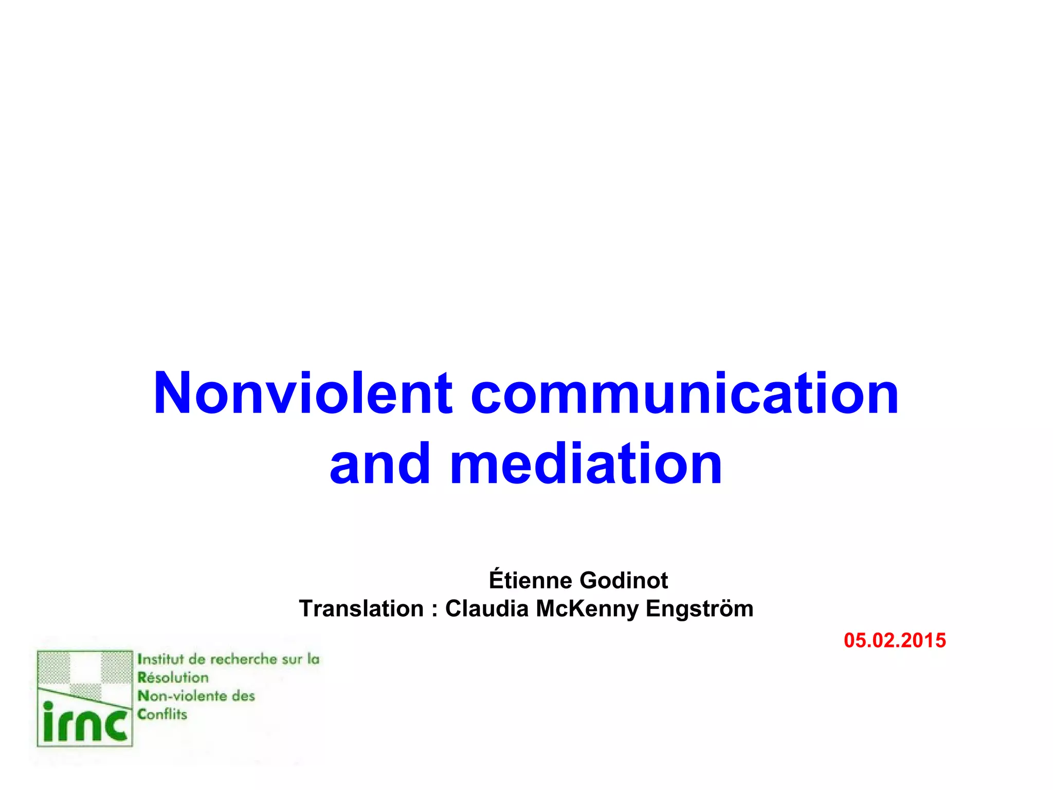 Nonviolent communication and mediation | PPT