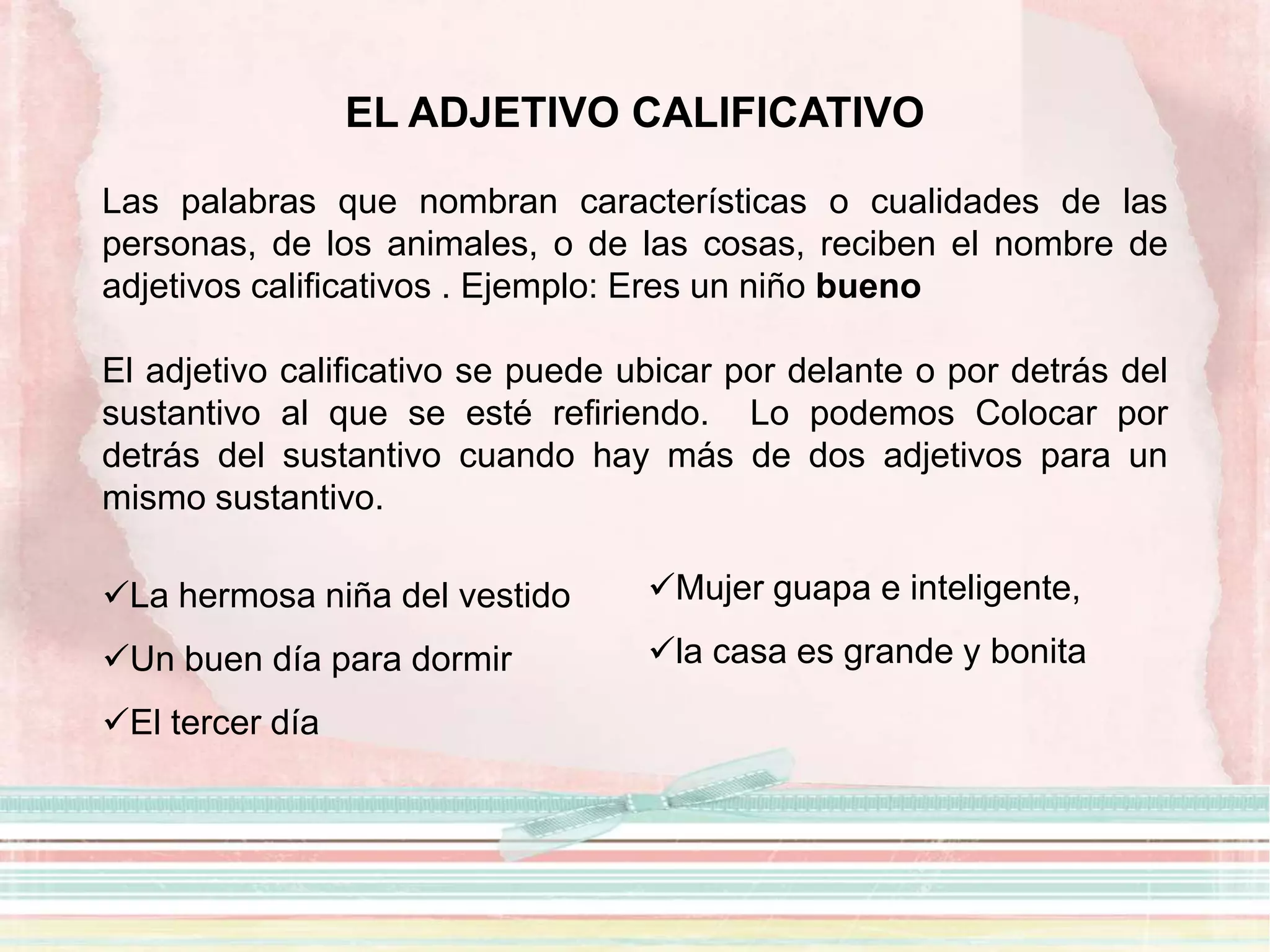 DIAPOSITIVAS DEL ADJETIVO | PPTX