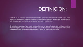 TEXTOS LITERARIOS | PPTX