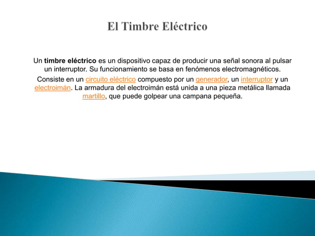 Diapositiva del timbre electrico | PPTX