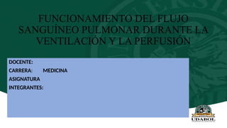 FUNCIONAMIENTO DEL FLUJO SANGUÍNEO PULMONAR DURANTE LA VENTILACIÓN Y LA ...